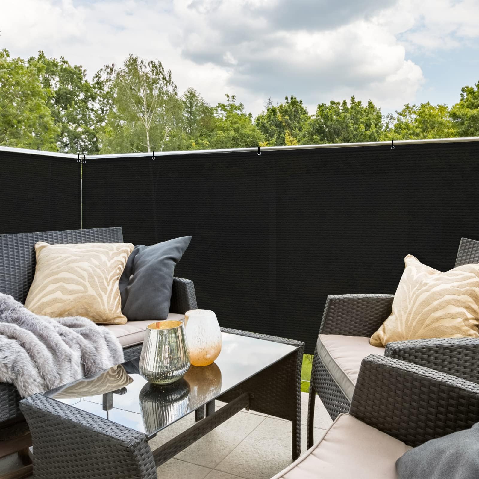 Snapklik.com : SUNLAX 33x197 Black Balcony Privacy Screen Fence ...
