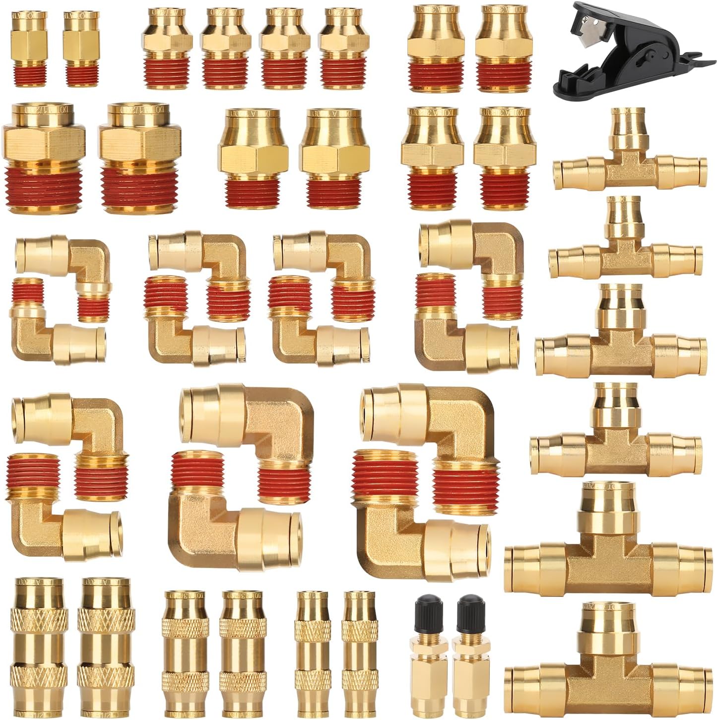 Amazon.com: ROADGIVE 43PCS Brass Air Brake Line Fittings (1/4" 3/8" 1/2 ...
