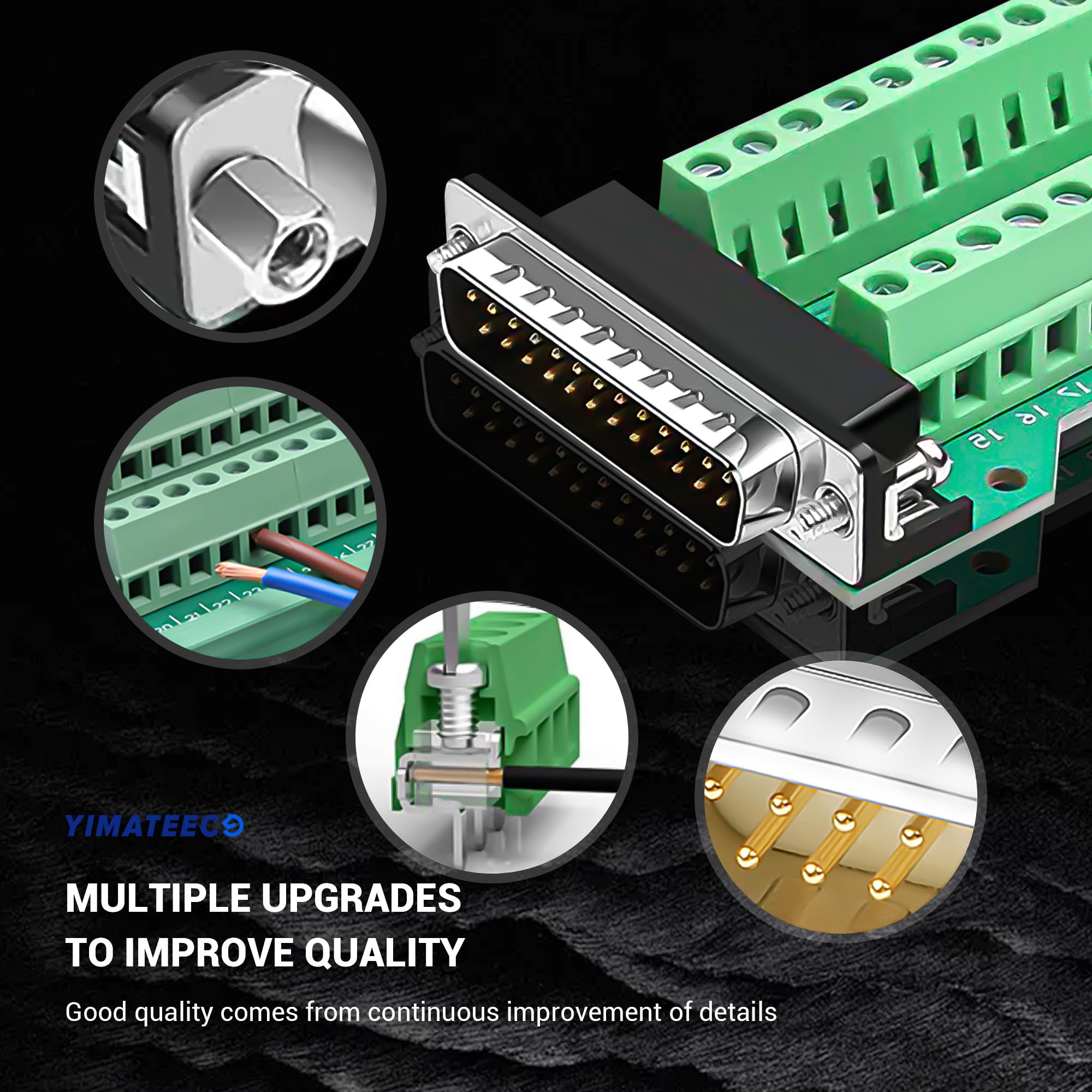 YIMATEECO DB25 Breakout Board, DB25 Male Adapter D-USB RS-232 Serial to ...