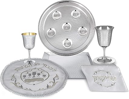 Amazon.com: Zion Judaica Complete Passover Seder Set Gift Hammered ...