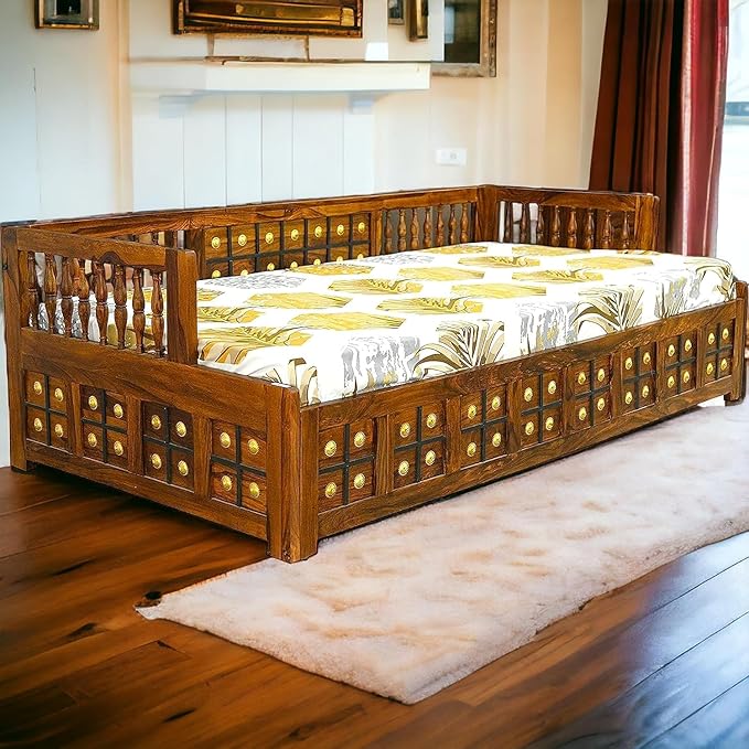 Advika Handicraft Antique Sheesham Solid Wood Diwan Set with Storage ...