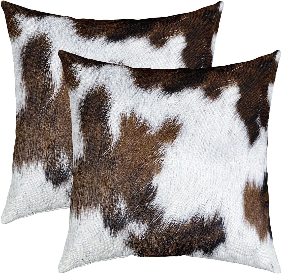 Amazon.com: Cow Print Pillow Covers 20x20 Inch,Western Farm Animal Skin ...