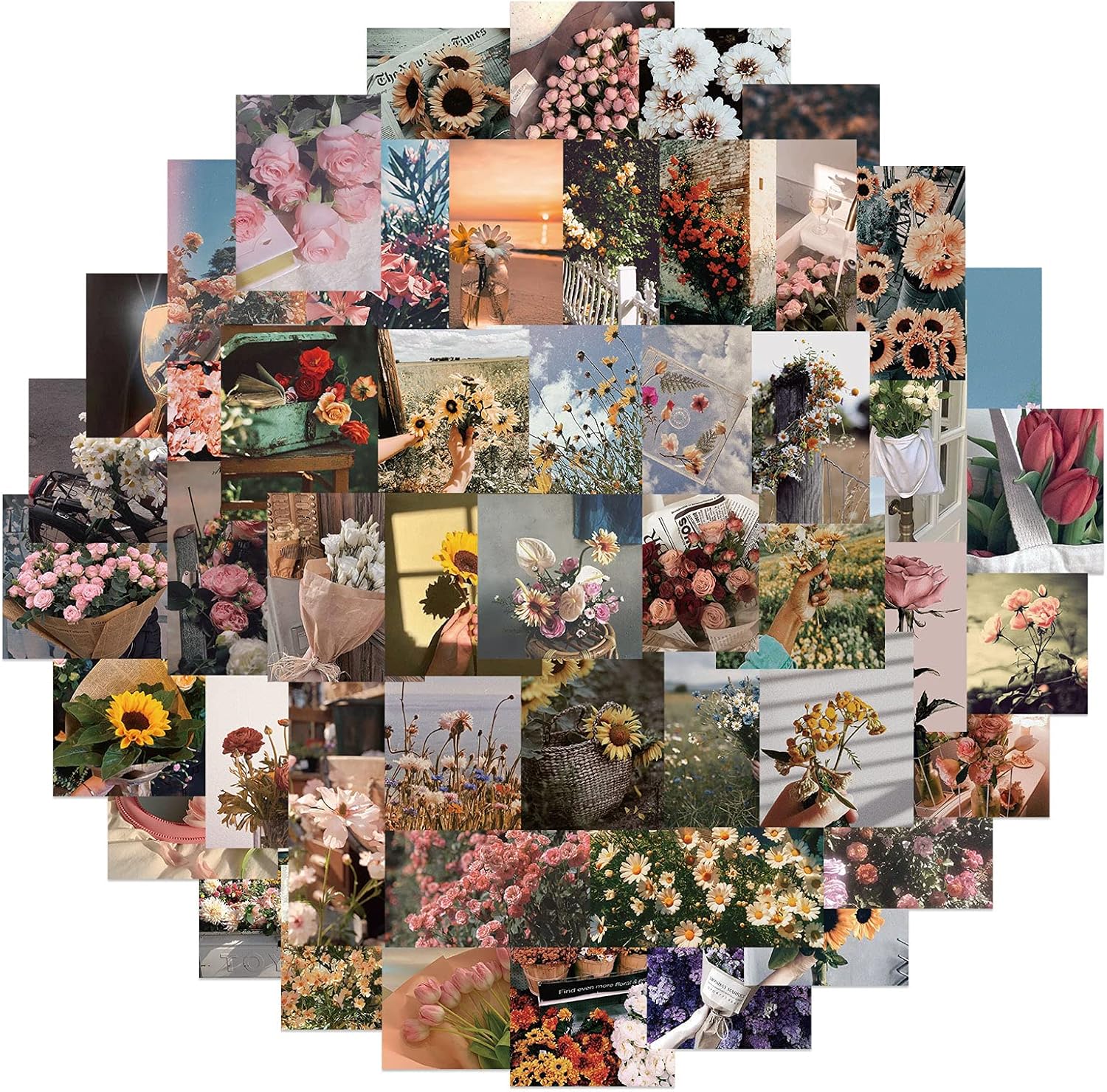 Amazon.com: 52pcs Vintage Flower Stickers Pack for Water Bottle, Cute ...