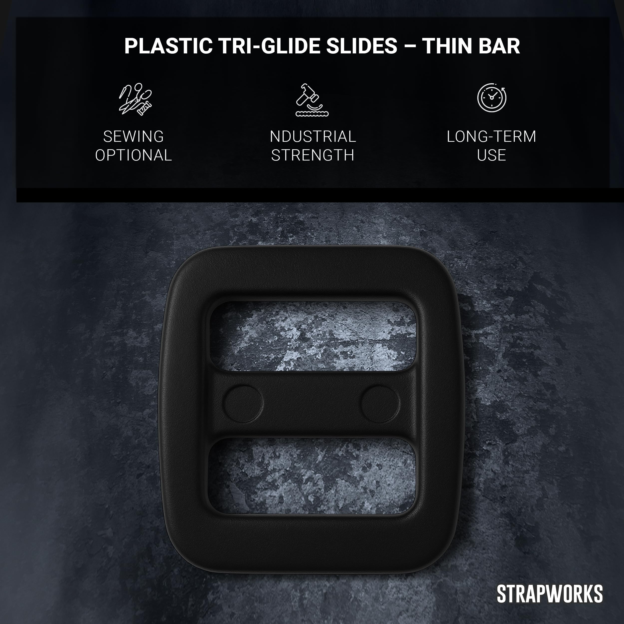 Snapklik.com : Strapworks Black Plastic Tri-Glide Slide For Bag Straps