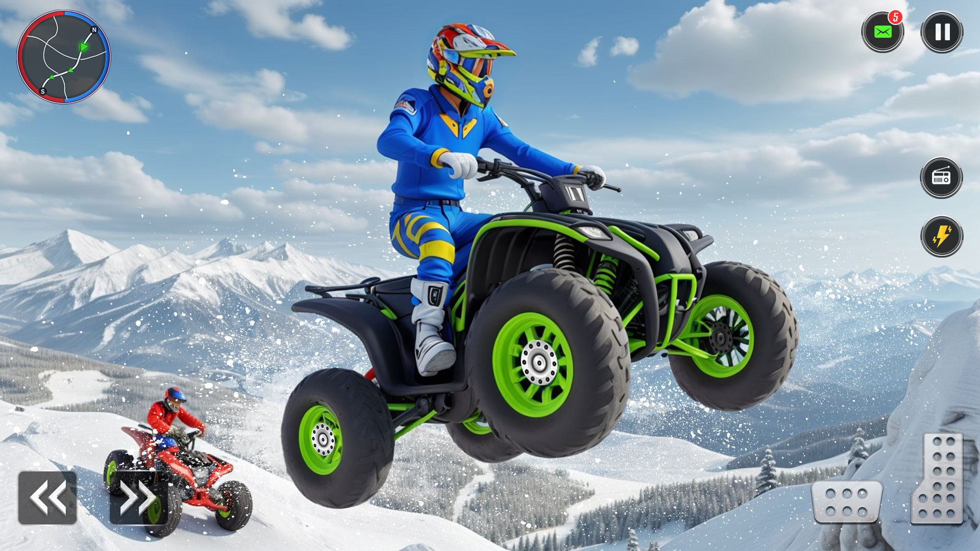 Futuristic Offroad Snow Mountain ATV Quad 4 Wheeler Bike Racing Stunt ...