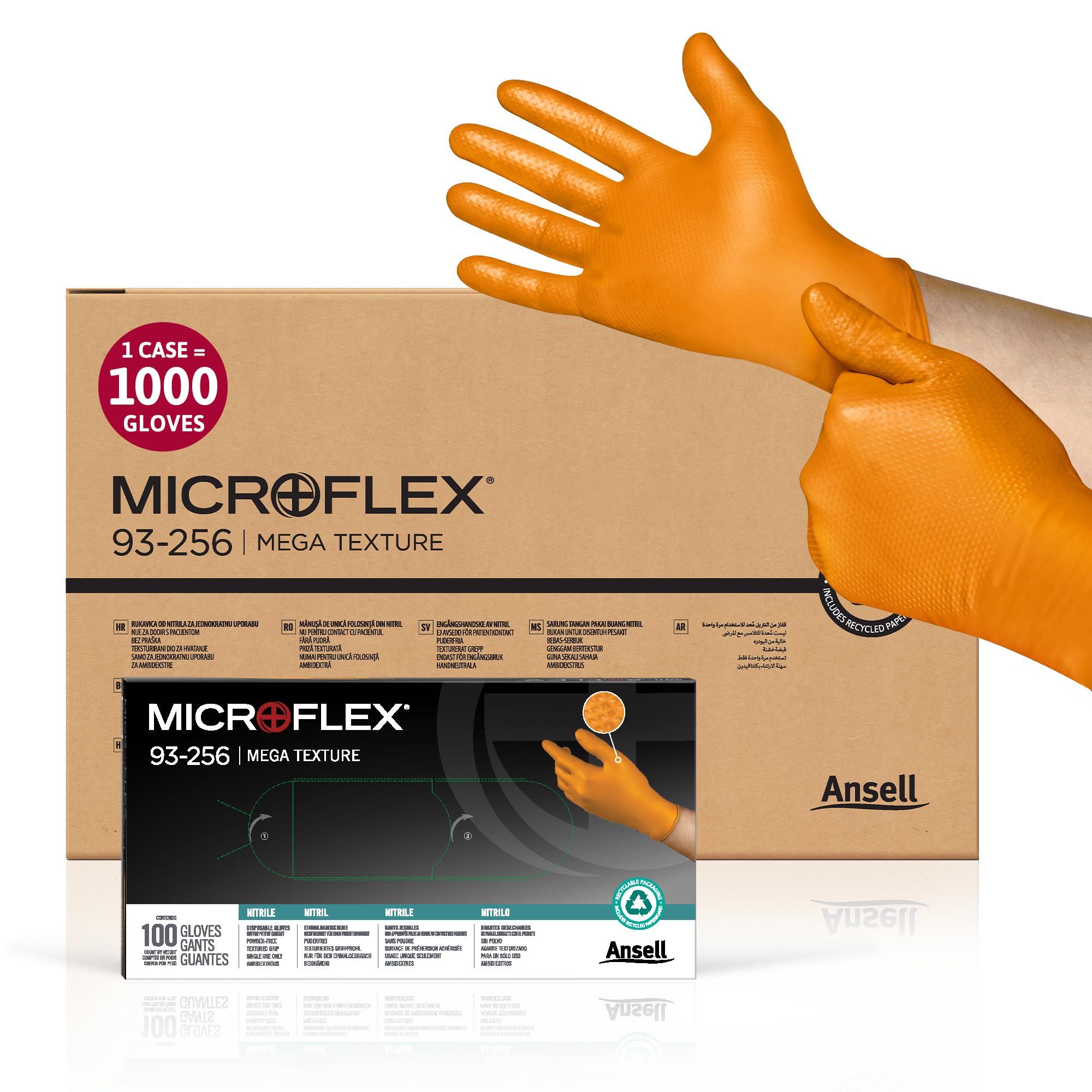 Ansell Microflex 93-256 Mega Texture Grip Extra Durable Nitrile ...