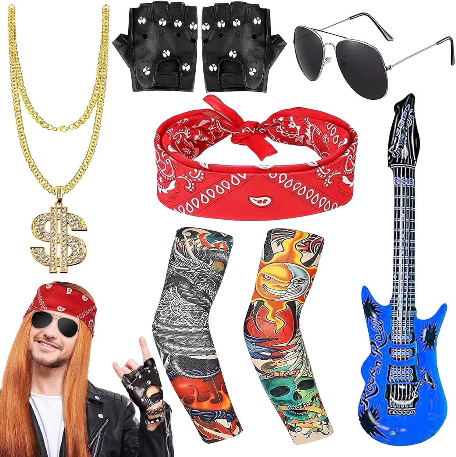 GMHLLES Rockstar Fancy Dress 10PCS Punk Accessories Punk Gothic Rock ...