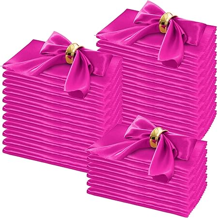 Amazon.com: 60 Pcs Wedding Satin Napkins Pink Satin Napkins Square Soft ...