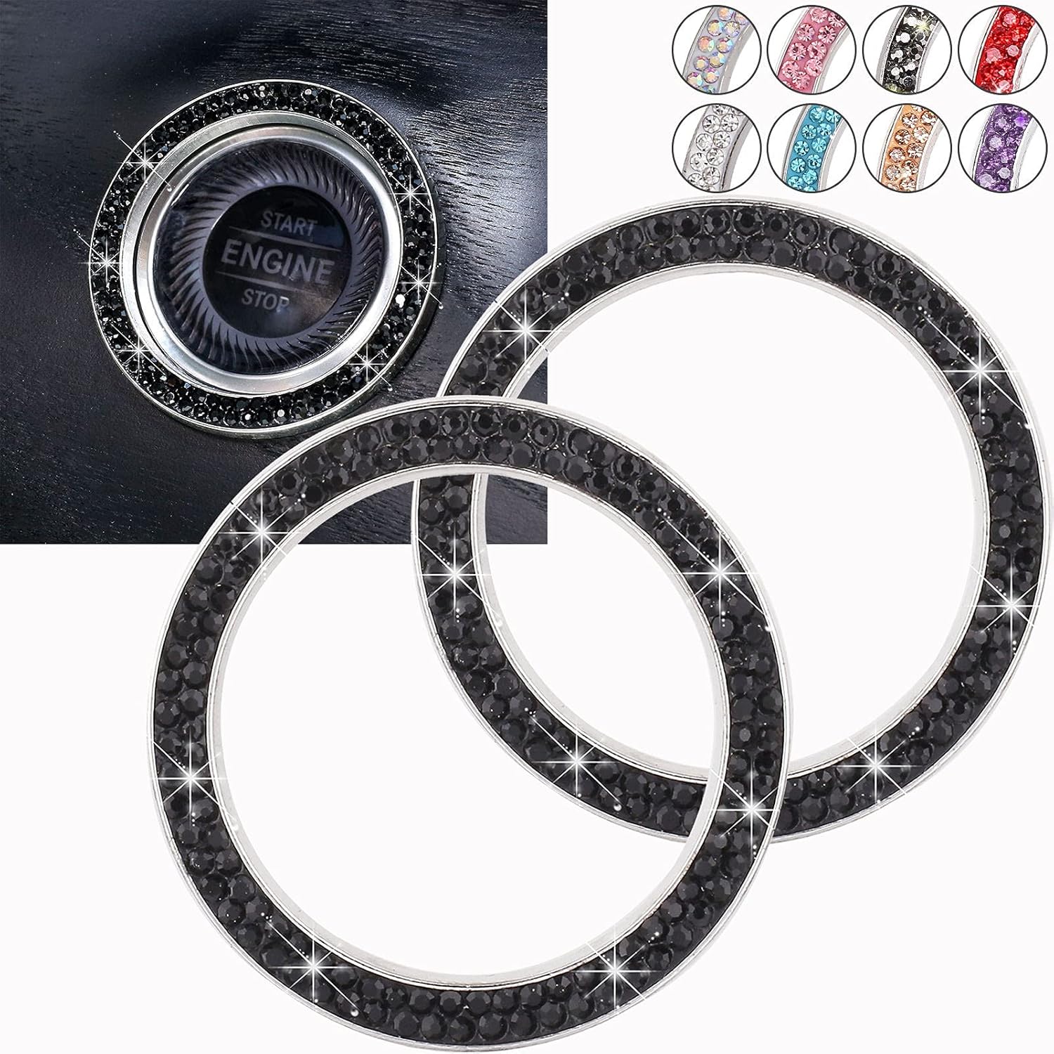 Amazon.com: ToBeQueen Bling Car Crystal Rhinestone Ring Emblem Sticker ...