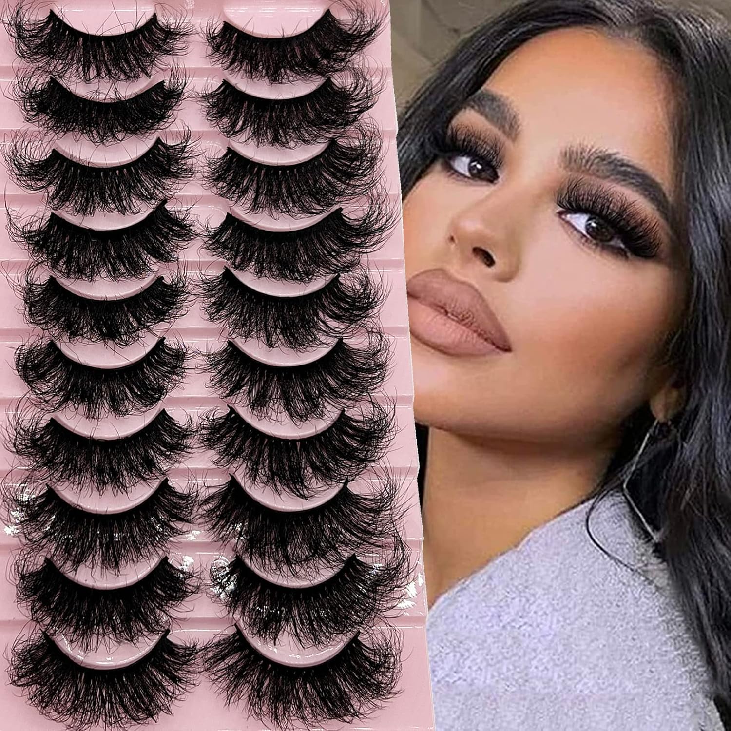 Amazon.com: TIKILEY Mink Lashes Fluffy Wispy Thick Eyelashes Mink Faux ...