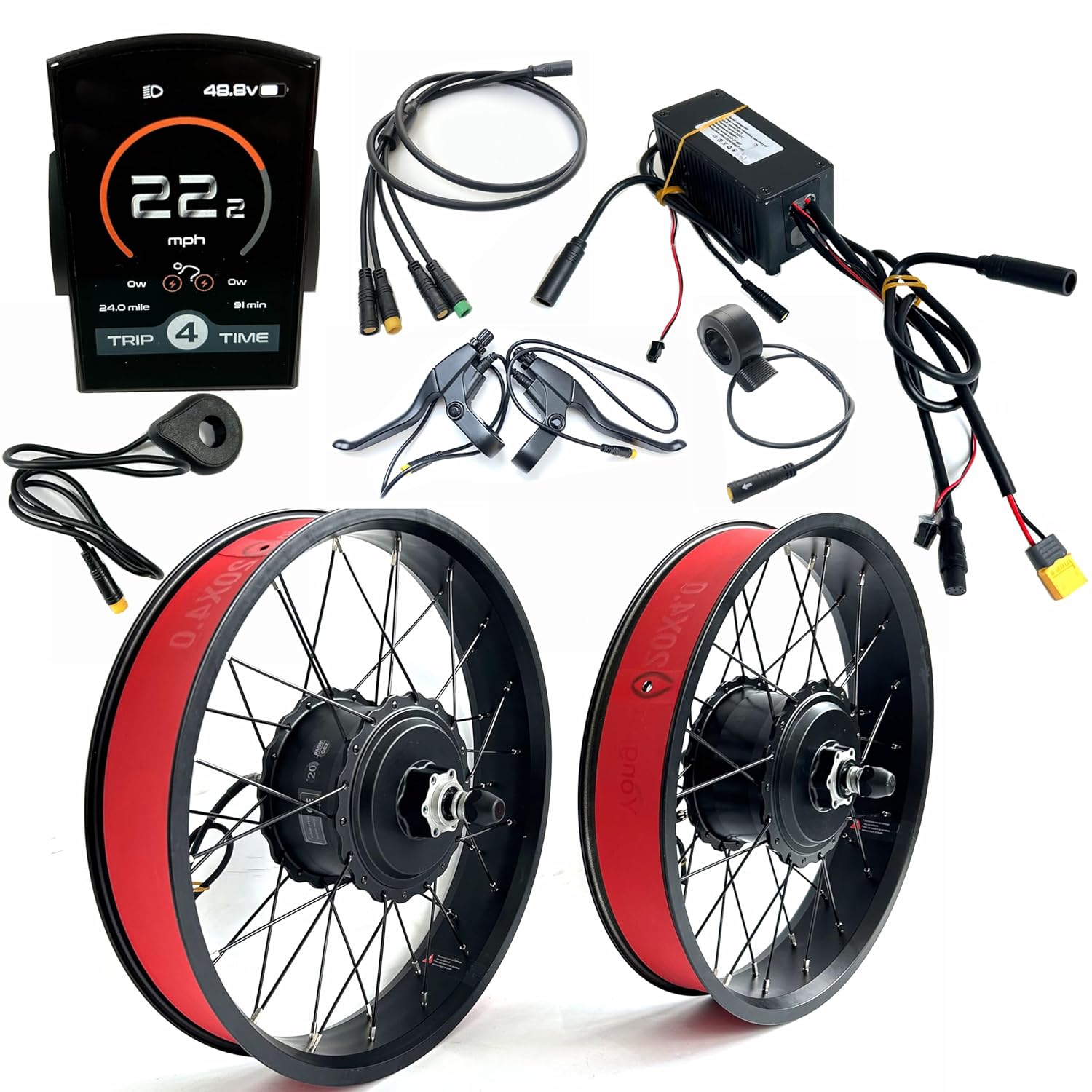 48V1000W Dual Motor Kit 2x500W Electric Fat Bike Hub Motor Double Drive ...