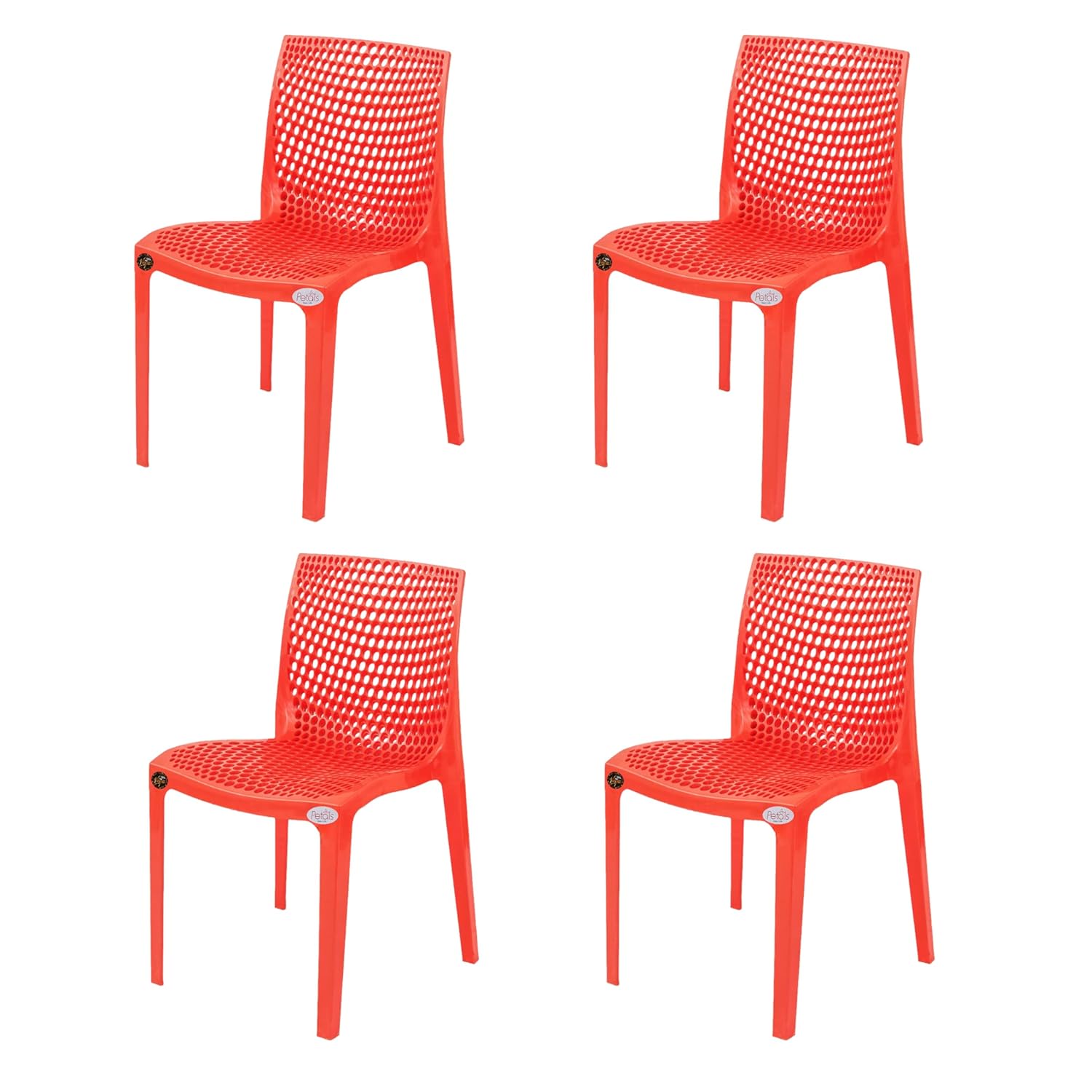 Plastic Dining Chairs Set of 4 | Desinger PVC Fibre Stackable Armless ...