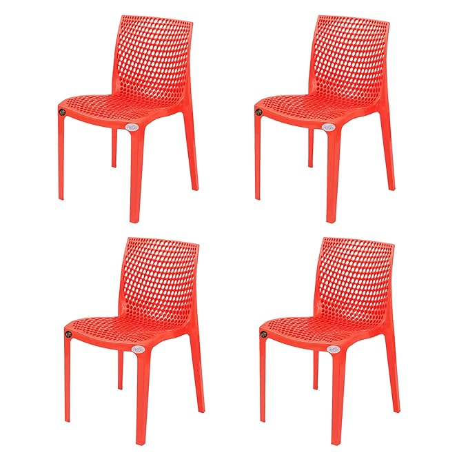 Plastic Dining Chairs Set of 4 | Desinger PVC Fibre Stackable Armless ...