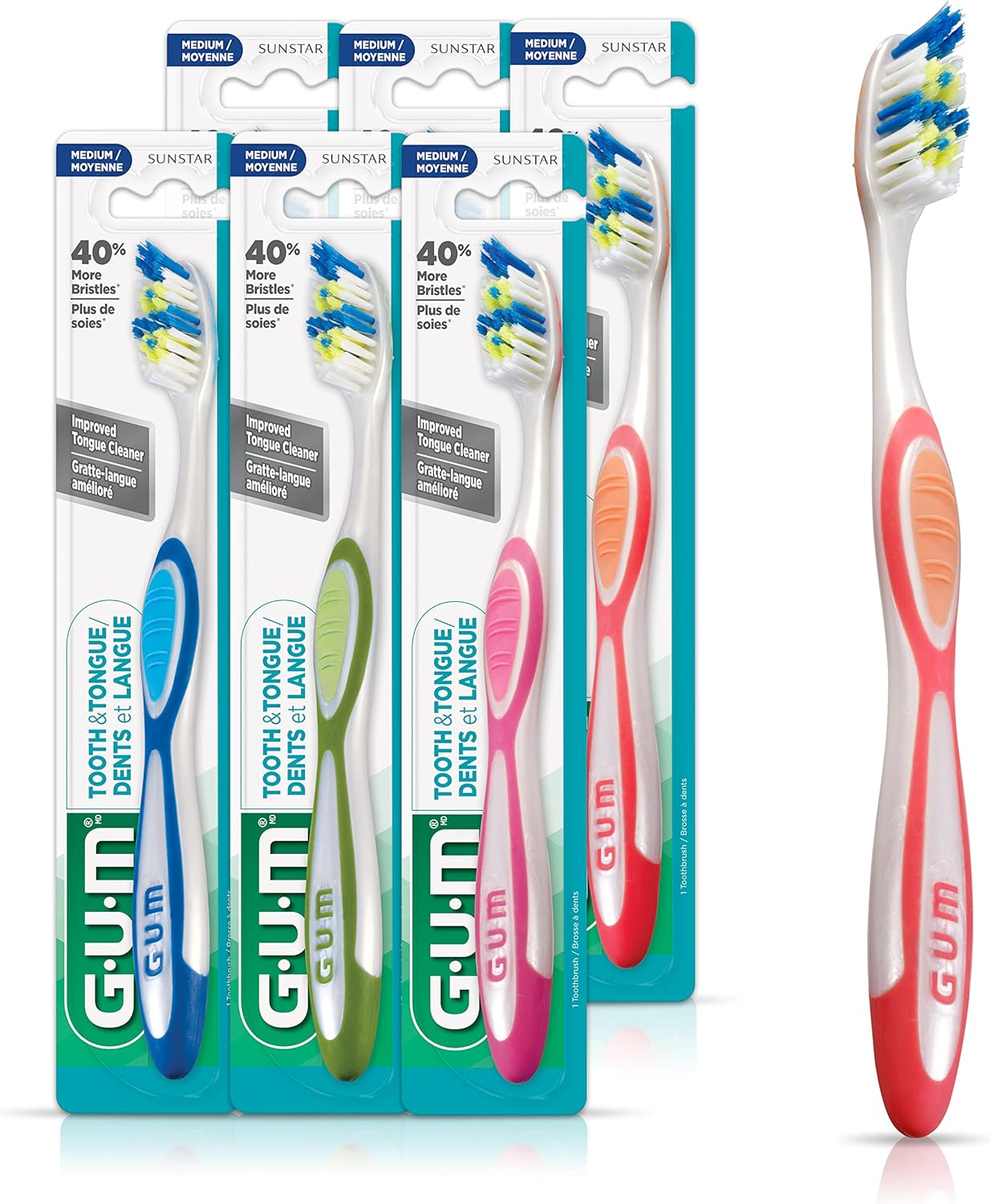 GUM Tooth & Tongue Toothbrush - Comprehensive Oral Care
