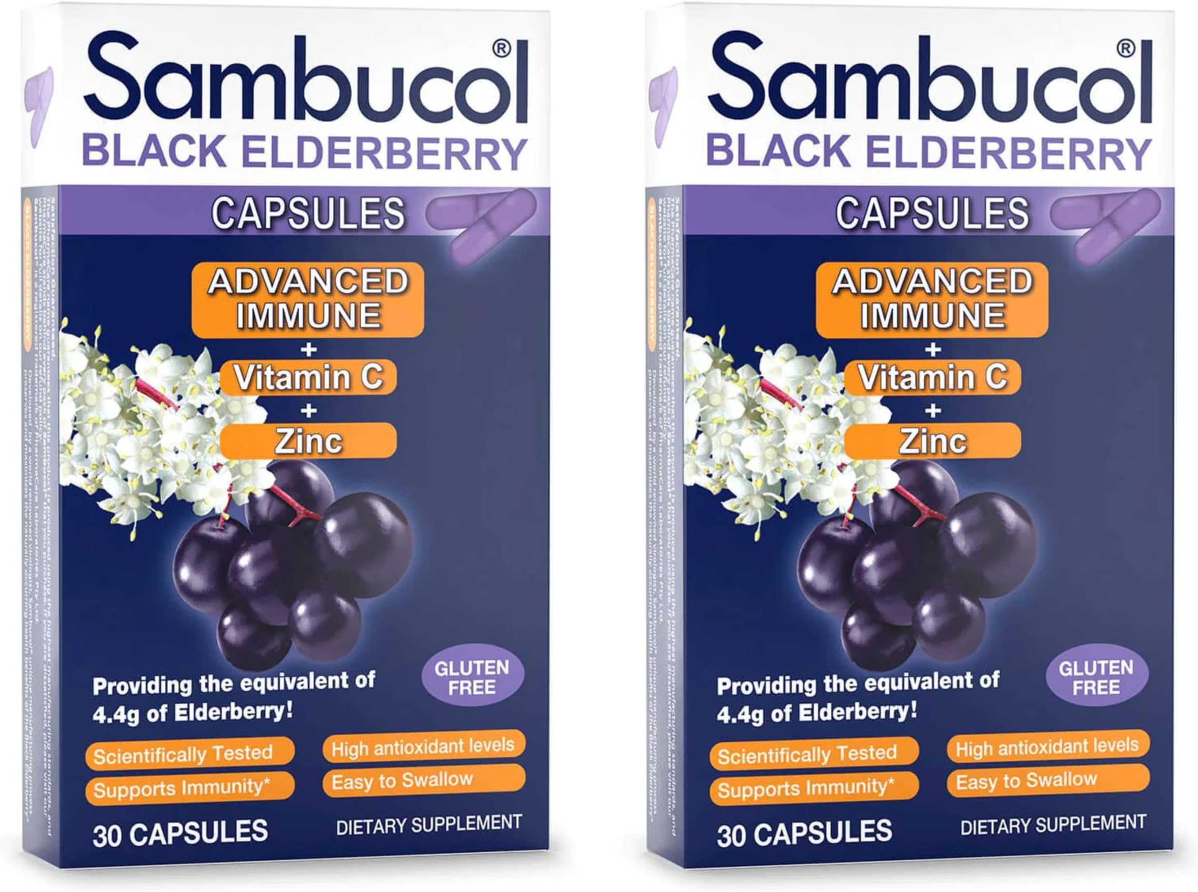 Amazon.com: Sambucol Black Elderberry Capsules - Advanced Immune ...