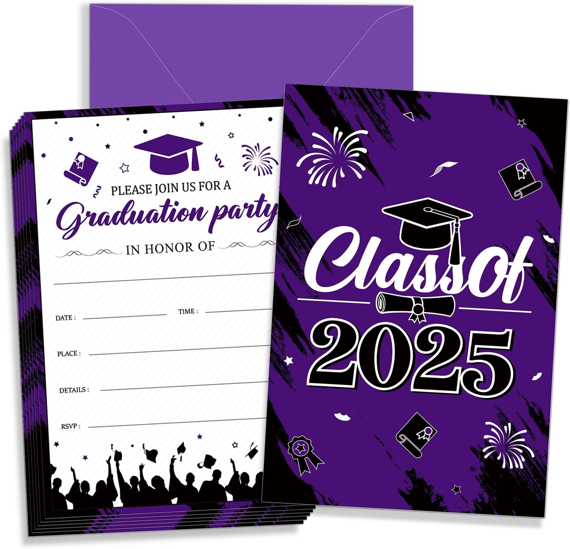 Amazon.com : Graduation Party Invitations 36 PCS Purple Invite Cards ...