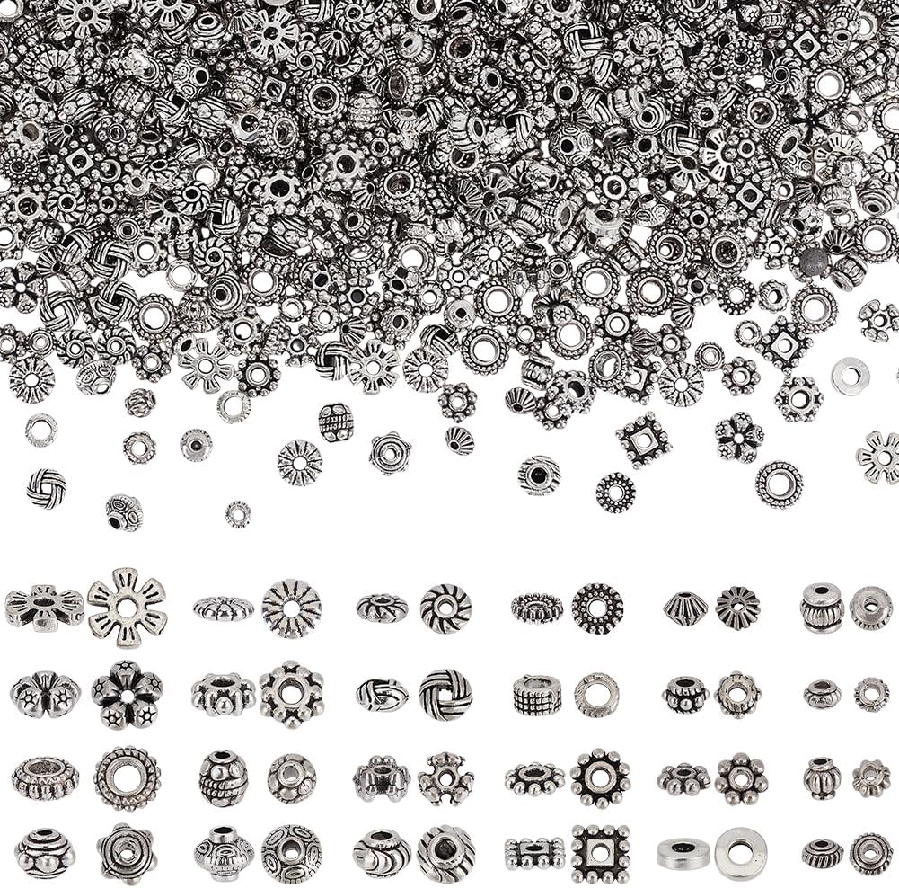 Amazon.com: PH PandaHall 300pcs Tibetan Spacer Beads, 6 Style Antique ...