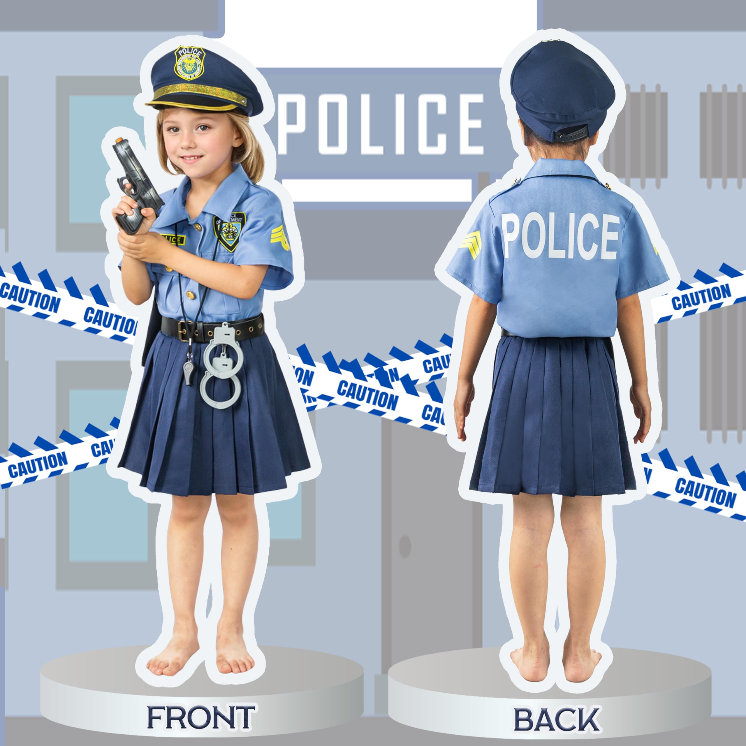 Snapklik.com : Girls Police Officer Costume For Kids Cop Costume Little ...