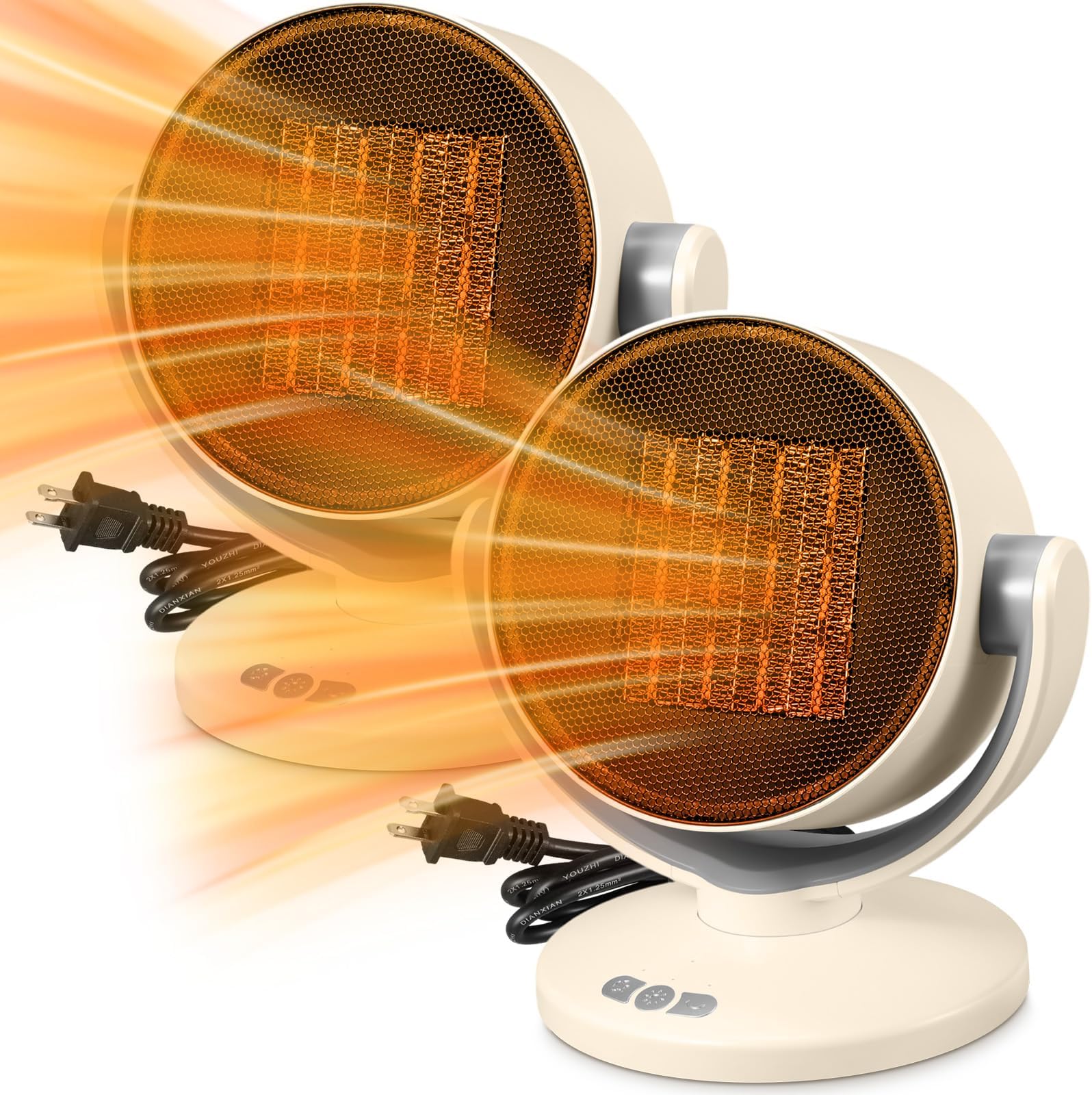 Amazon.com: Aurelema 2 Pcs 1200w Space Heaters 2 in 1 Fan and Heater ...