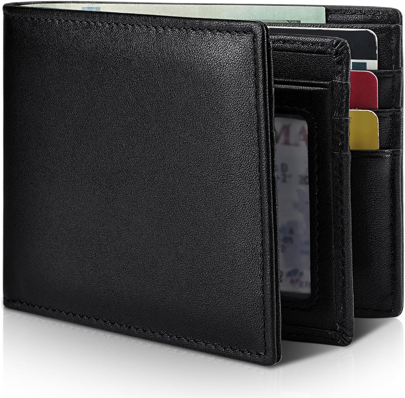 Amazon.com: Artpaxy Mens Wallet Genuine Leather Bifold RFID Blocking Wallet for Men with 1 ID ...