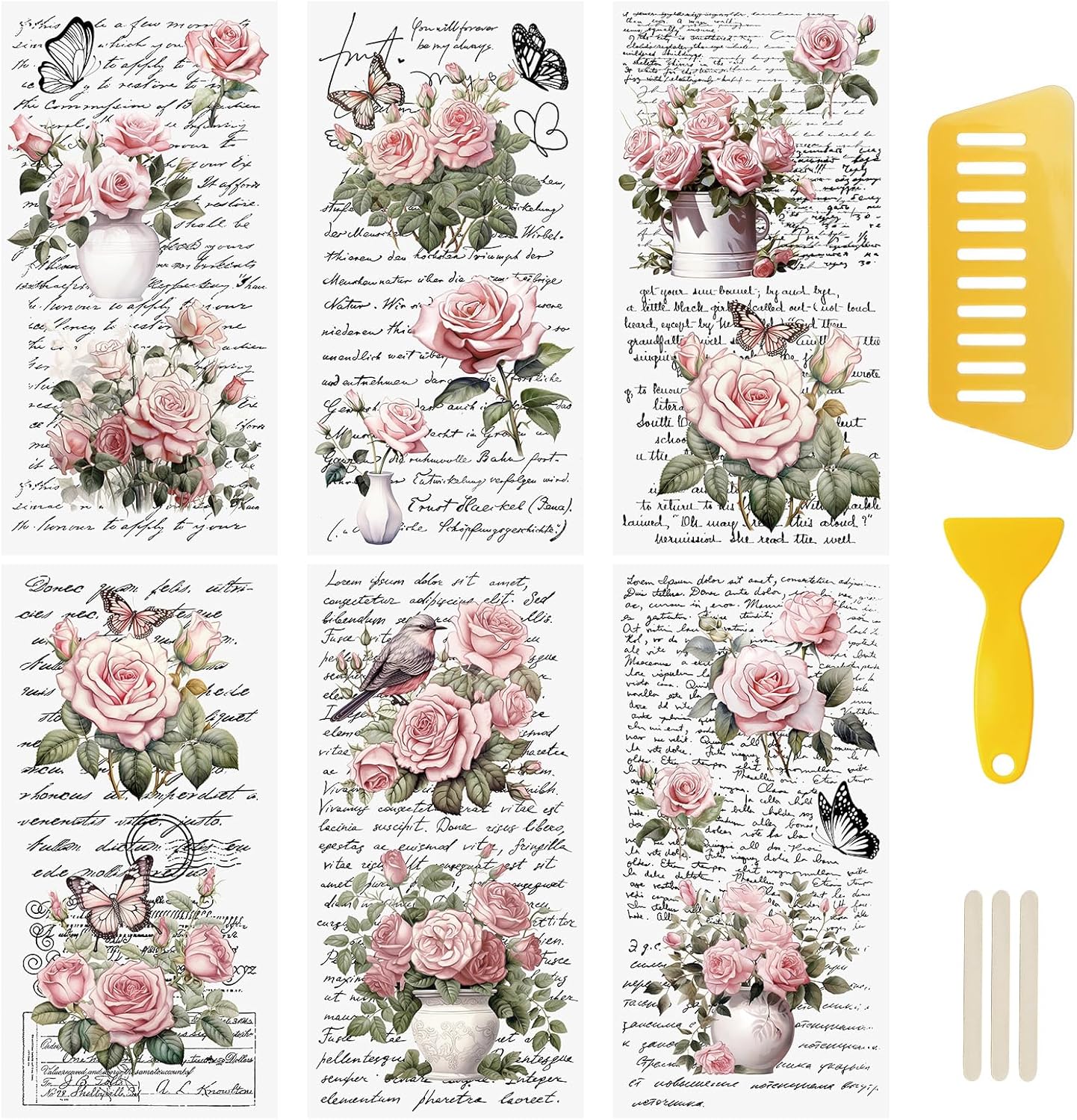 Amazon.com: WANDIC Retro Rub On Transfer Stickers, 6 Sheets Pink Retro ...