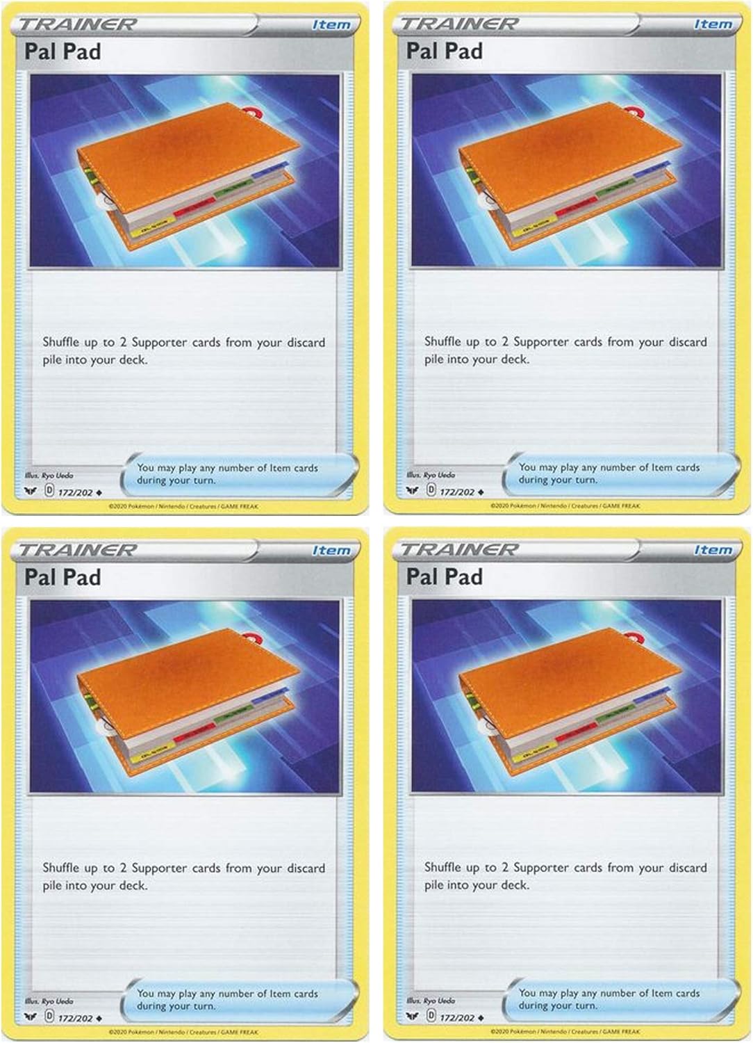 Amazon.com: Pokemon Card - Pal Pad - Sword and Shield Base - x4 Card ...