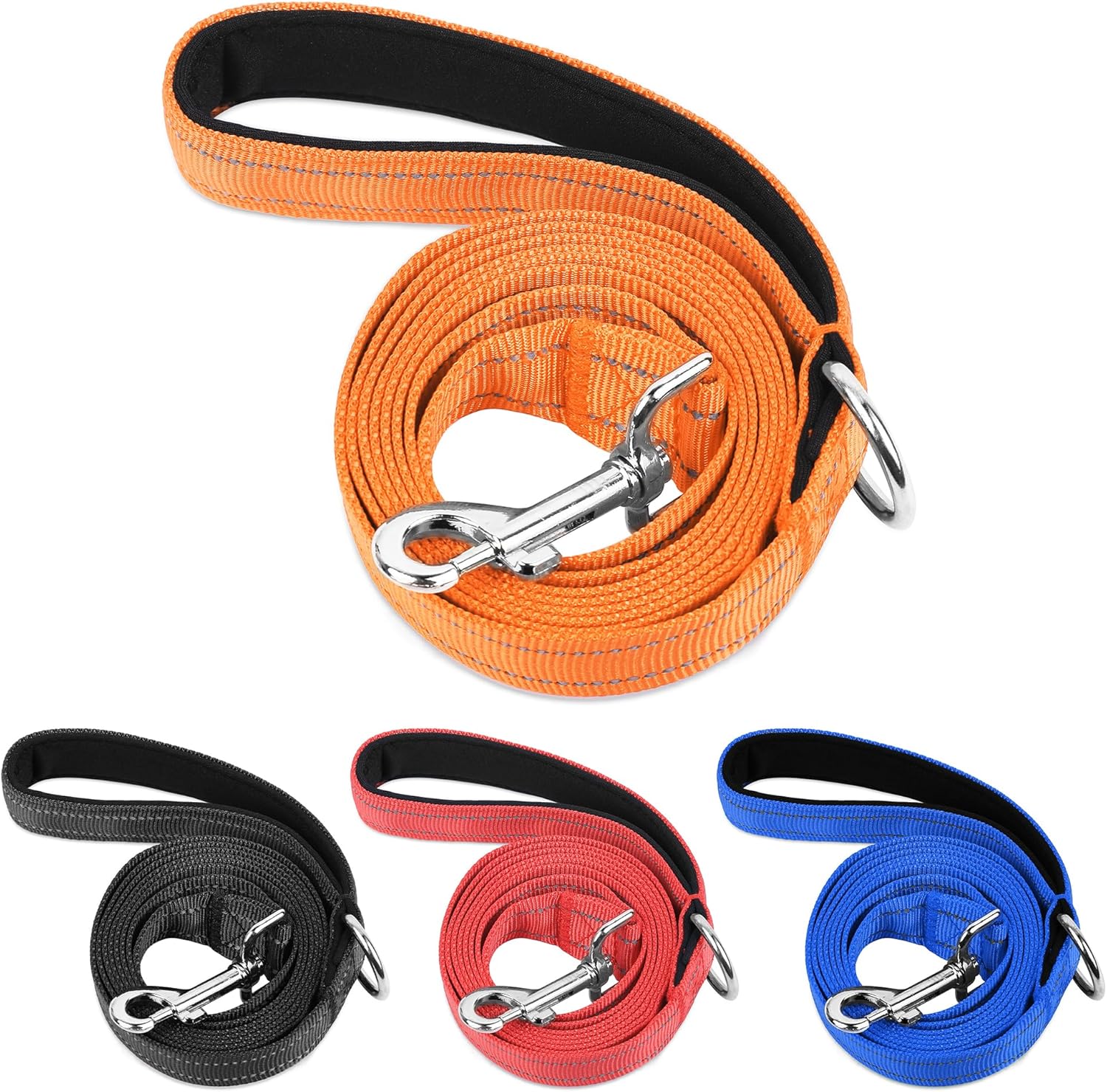 Amazon.com : PWOD Double-Sided Reflective Nylon Dog Leash, 6 FT/4 FT/5 ...