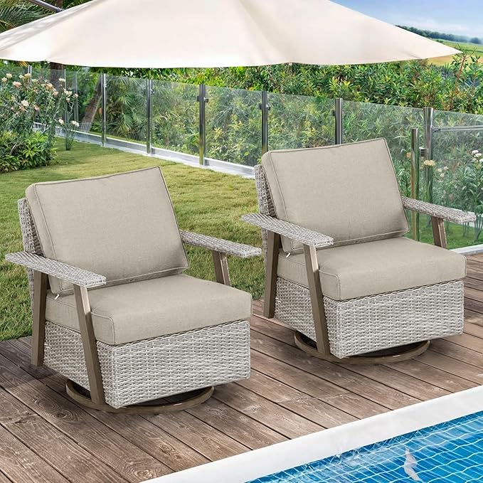 Amazon.com: Auzfy 2 Pieces Oversized Outdoor 360° Swivel Rocker Patio ...