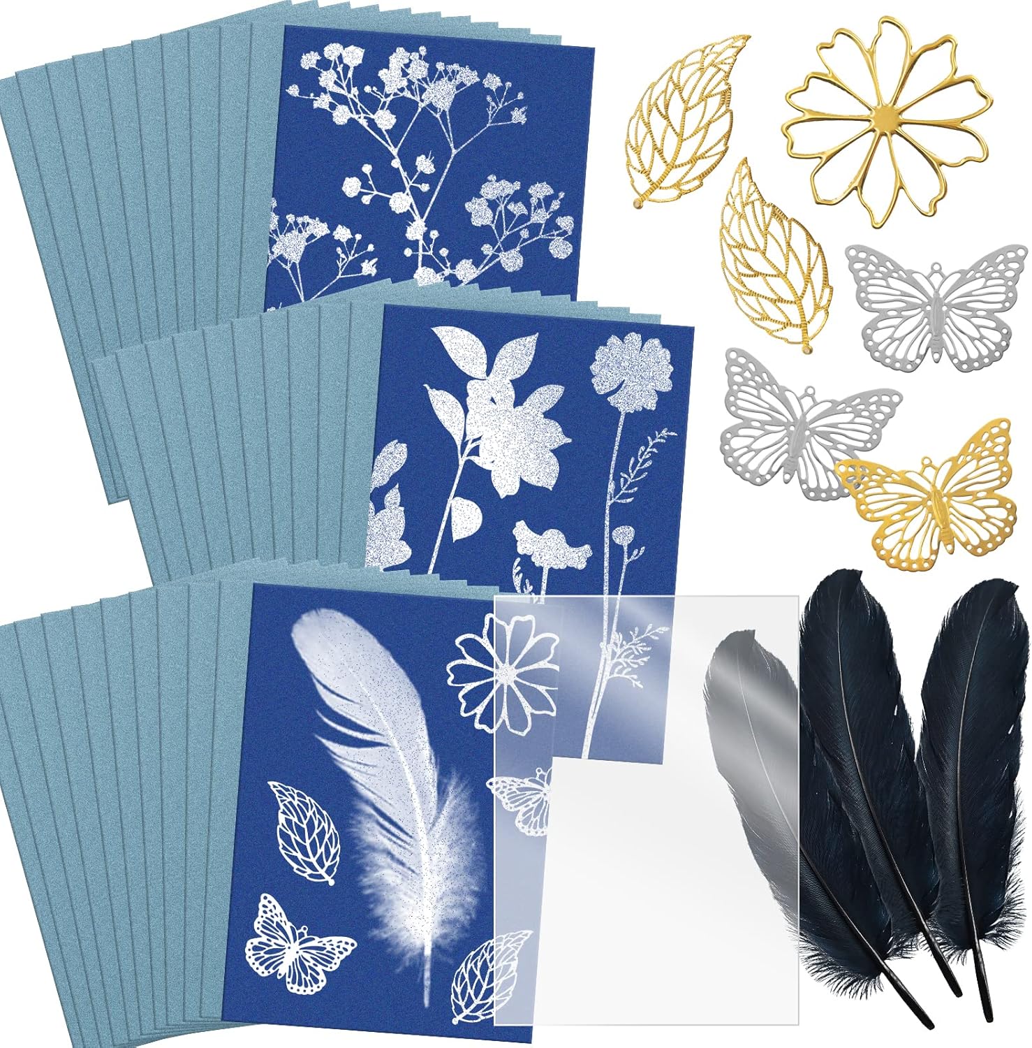 Amazon.com : SNAIL GARDEN Sunprint Paper Kit, 30 Sheets A5 Cyanotype ...