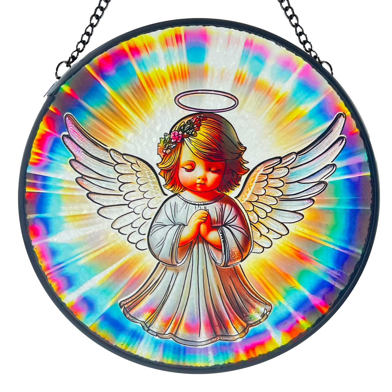 Angel Stained Glass Suncatchers Angel Fish With Bubbles, Stained Glass