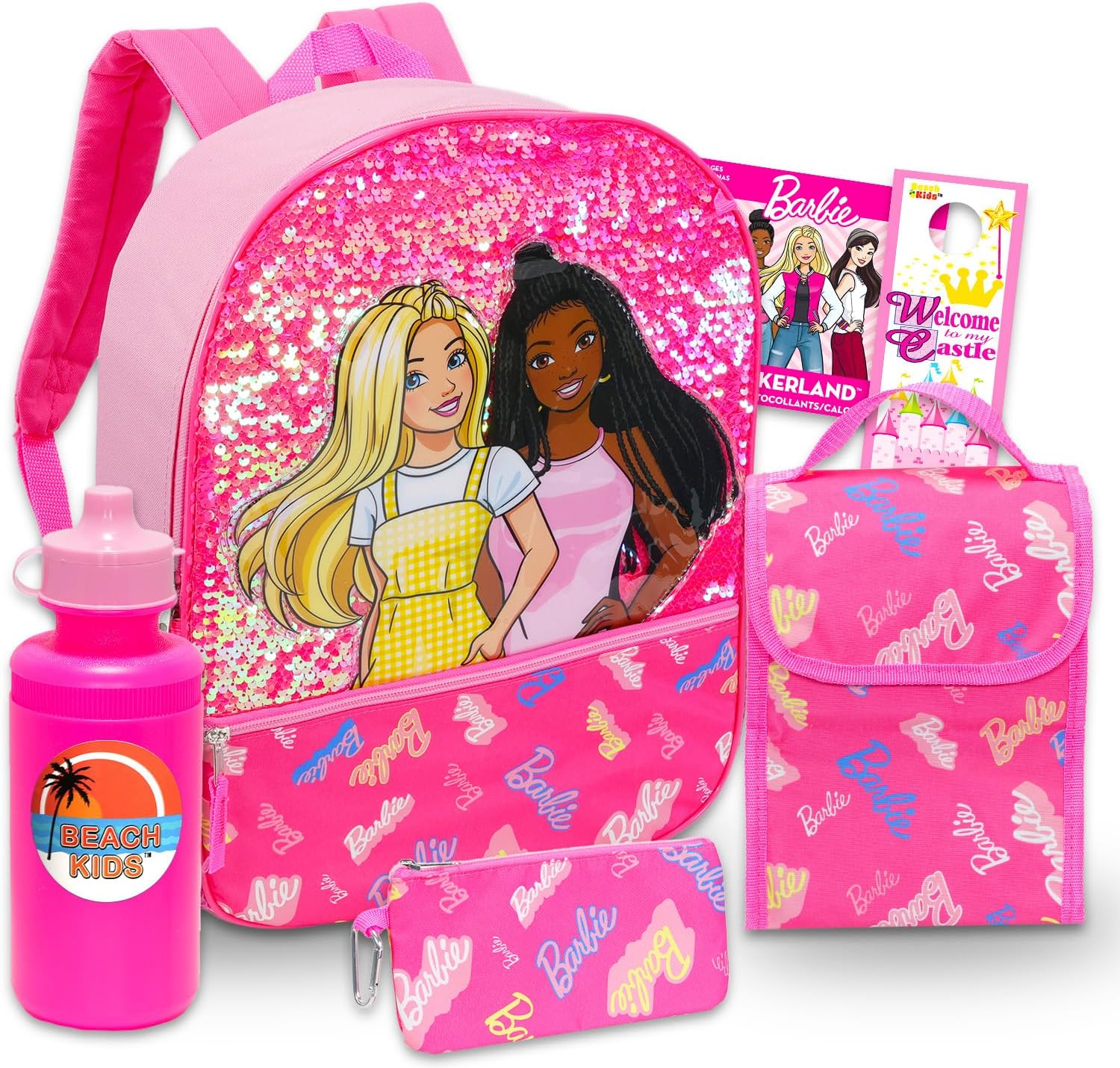 Amazon.com: Barbie Backpack with Lunch Box Set - 5 Pc Bundle with 16 ...