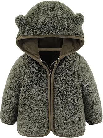 Amazon.com: Baby Girls Fleece Jacket Flannel Fuzzy Fluffy Bear Ear Zip Up Hoodies Kids Boys Warm ...
