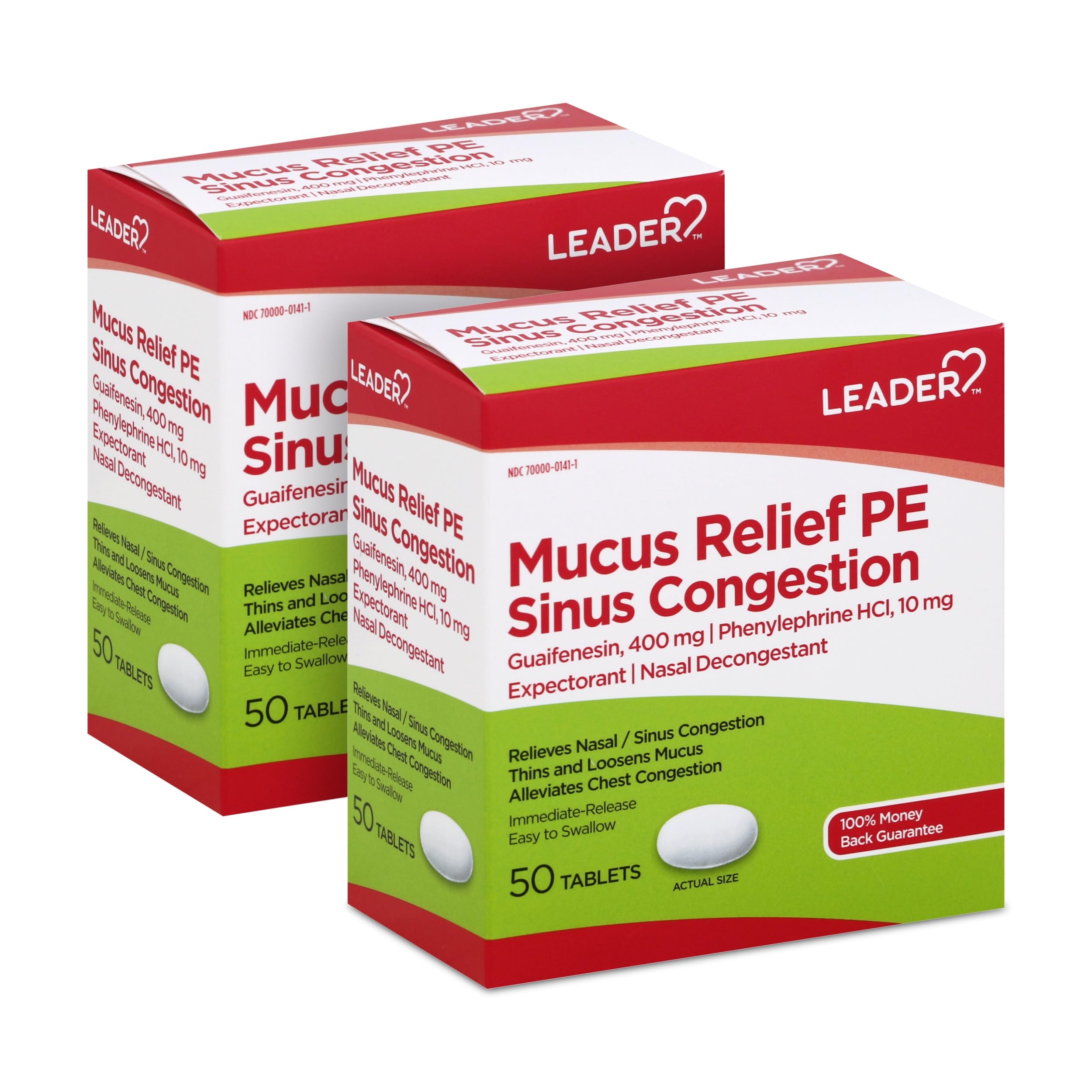 Snapklik.com : Leader Mucus Relief PE Sinus Congestion, Expectorant ...
