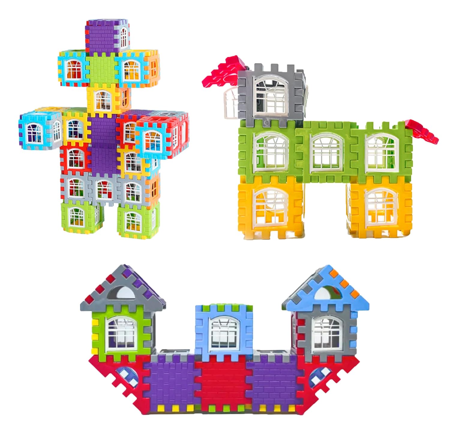 Buy VGRASSP DIY Colorful House Building Blocks Set Toy for Kids with ...