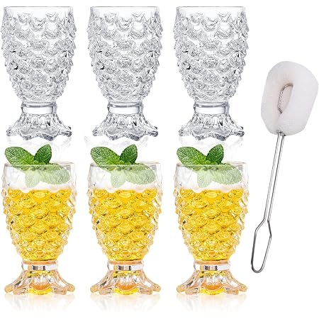 Amazon.com | Set of 6 Pineapple Cocktail glasses Vintage glassware ...
