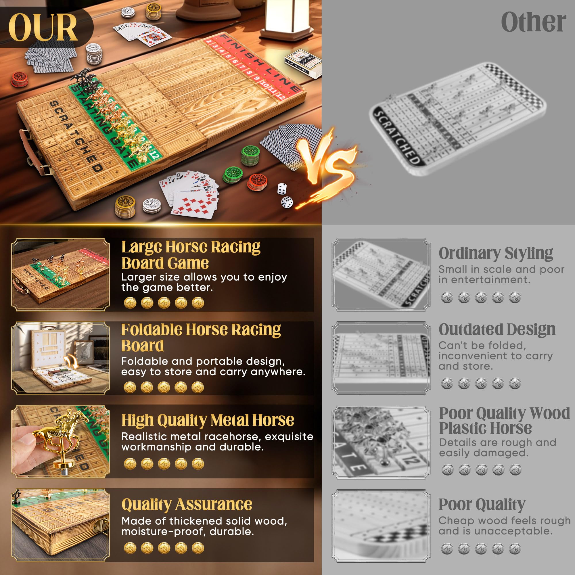 Snapklik.com : Horse Racing Game, Foldable Solid Wood Horse Games ...