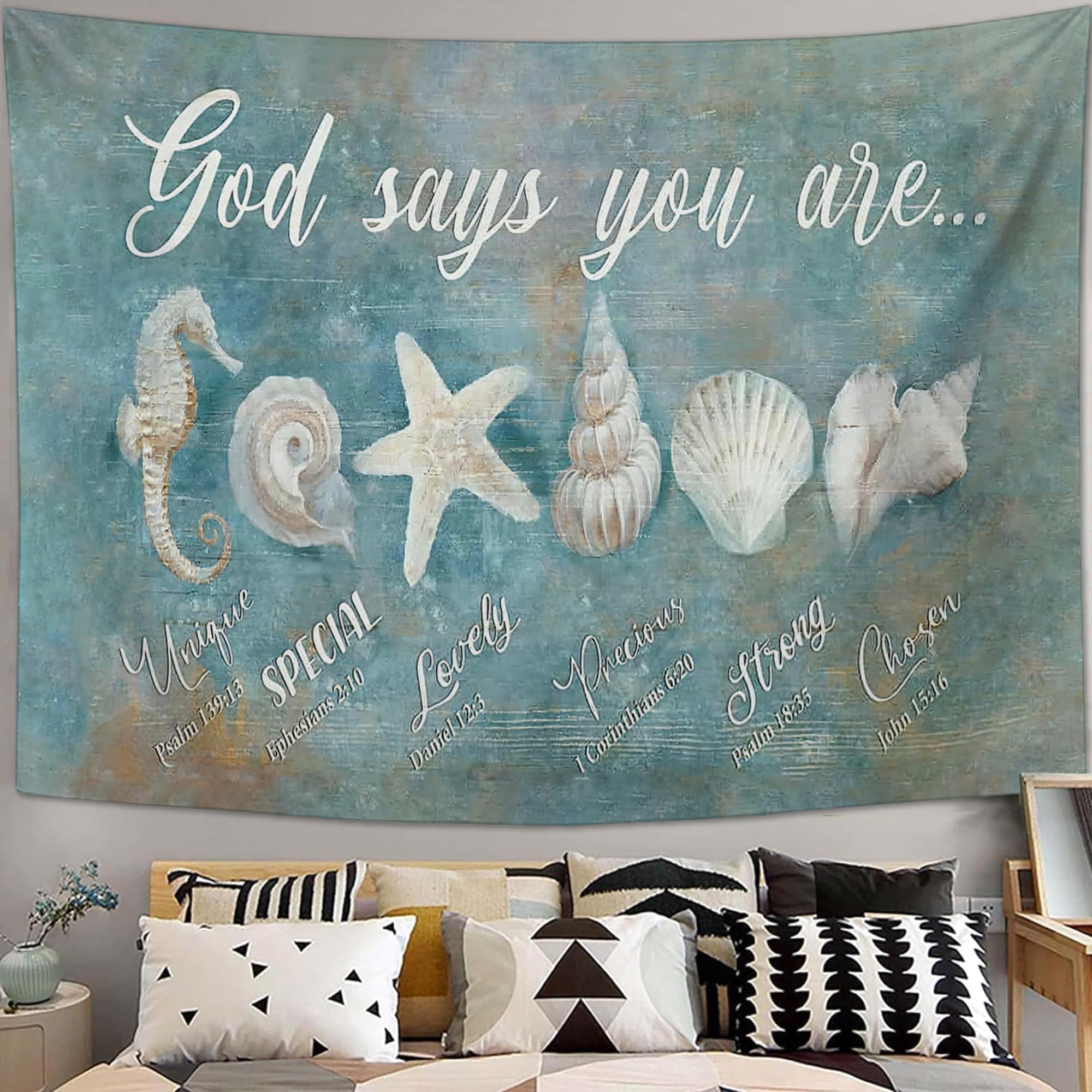 Amazon.com: Jerkboo Ocean Tapestry for Bedroom Nautical Seashells Decor ...