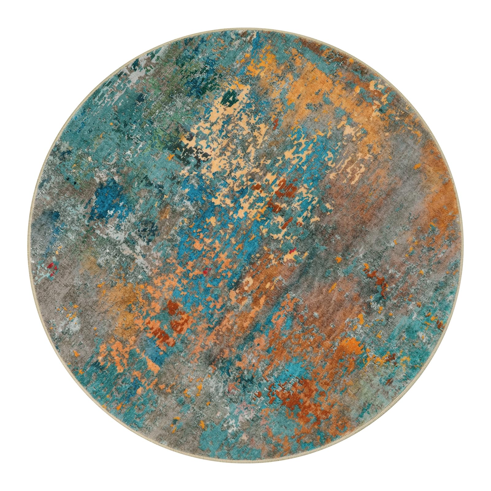 Lahome Modern Abstract Round Rug - 5Ft Colorful Living Room Rug ...