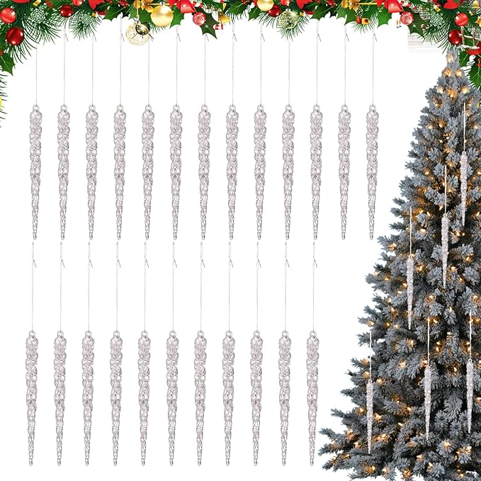Amazon.com: 24X Clear Acrylic Icicles Drop Pendants, Transparent Icicle ...