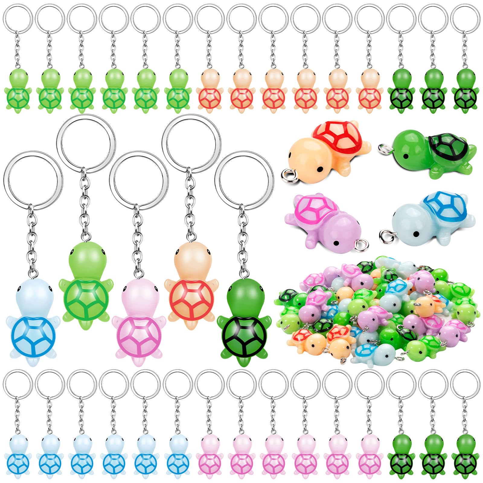 Amazon.com: ZHWKMYP 70 Pcs Turtle Keychain, Mini Resin Turtle Key ...