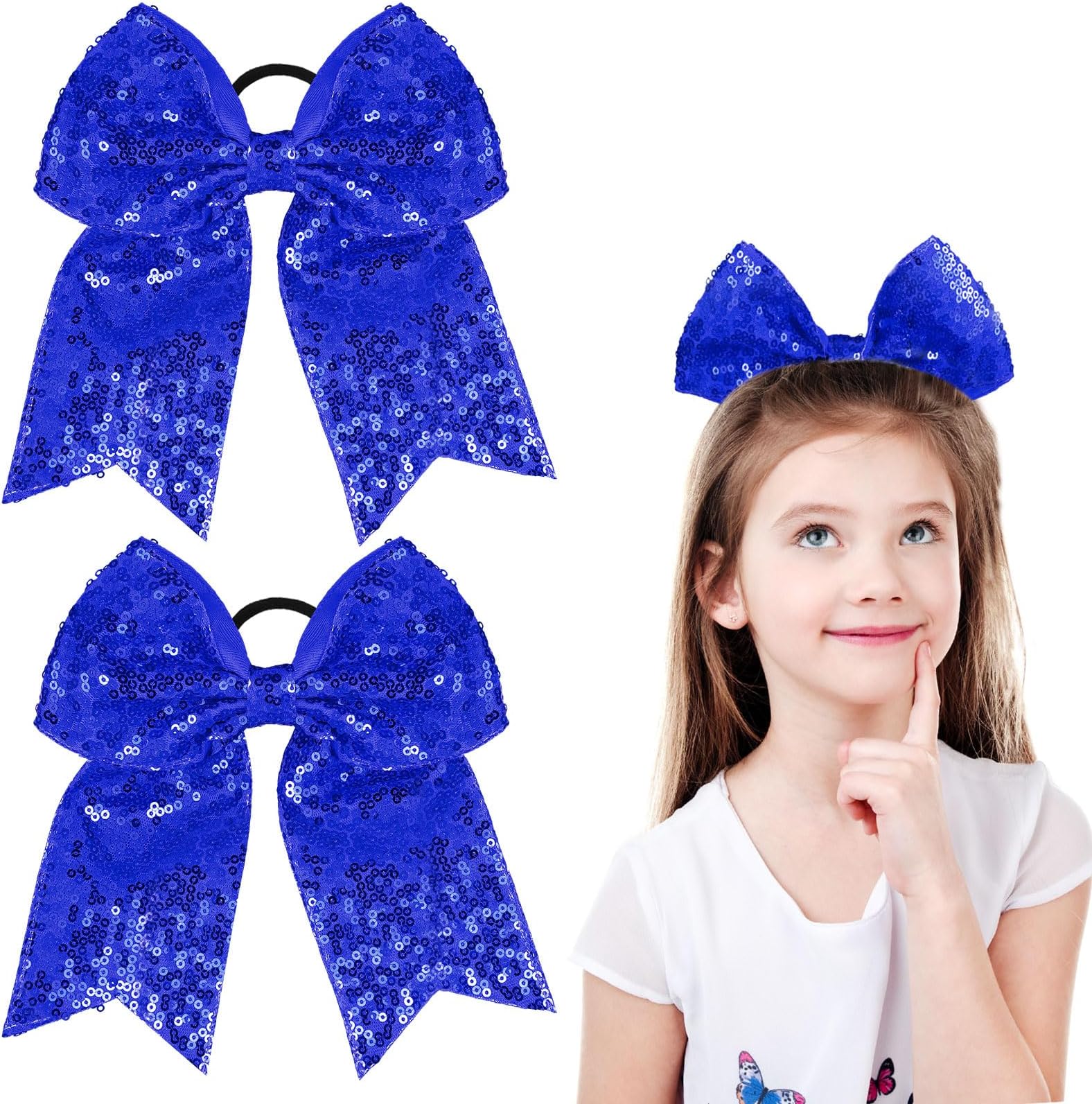 Amazon.com : 2 Packs Jumbo Cheerleading Bow 8 Inch Cheer Hair Bows ...