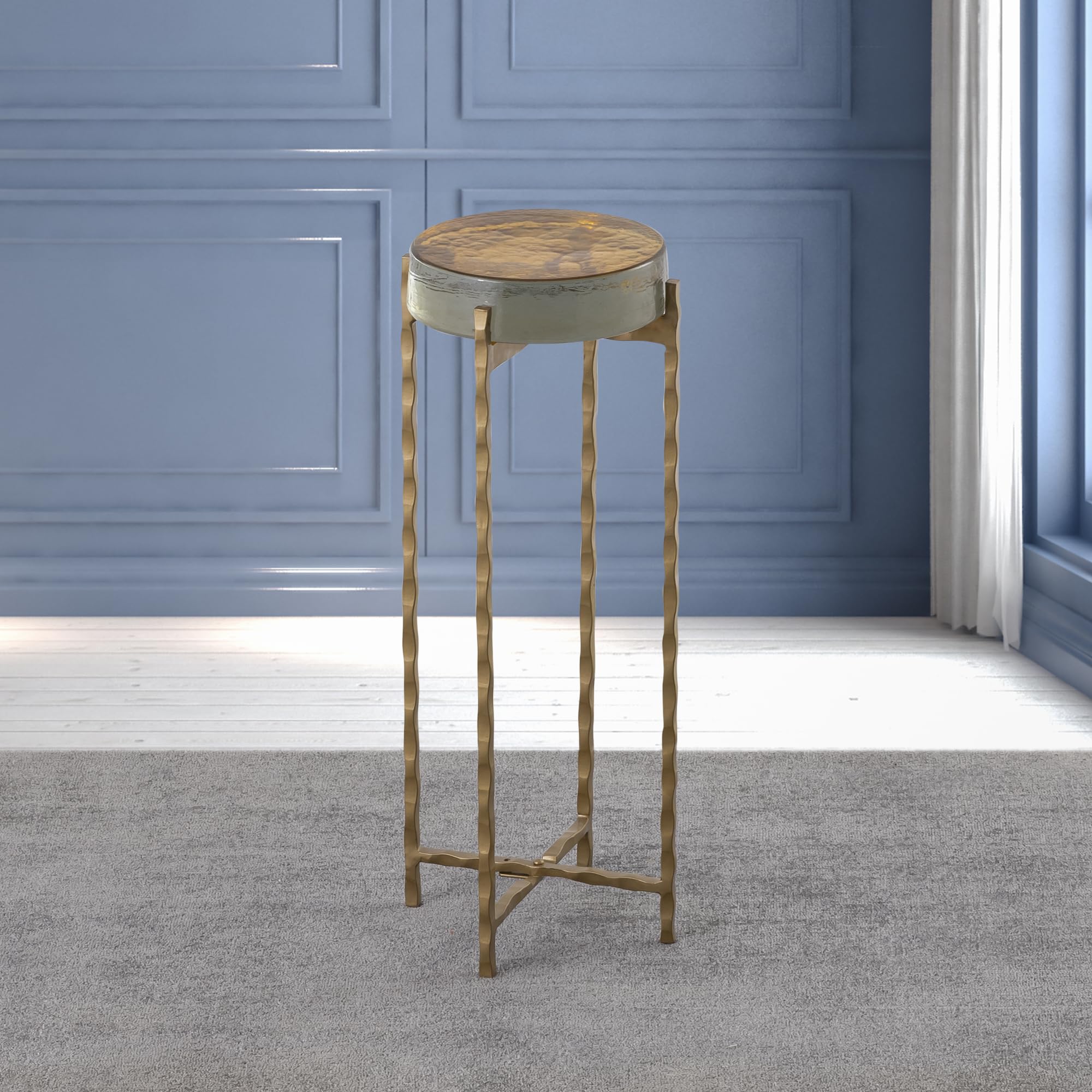 Modern Drink Table, Circular Casted Glass Top Round Table Durable ...