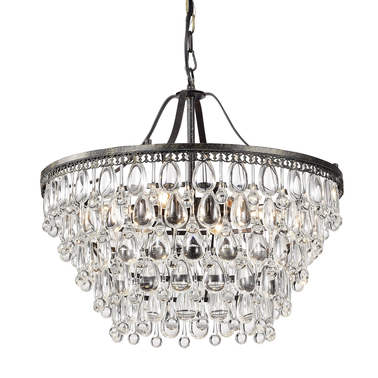 Edvivi Lighting 5 Light Black And Brushed Nickel Kitchen Island