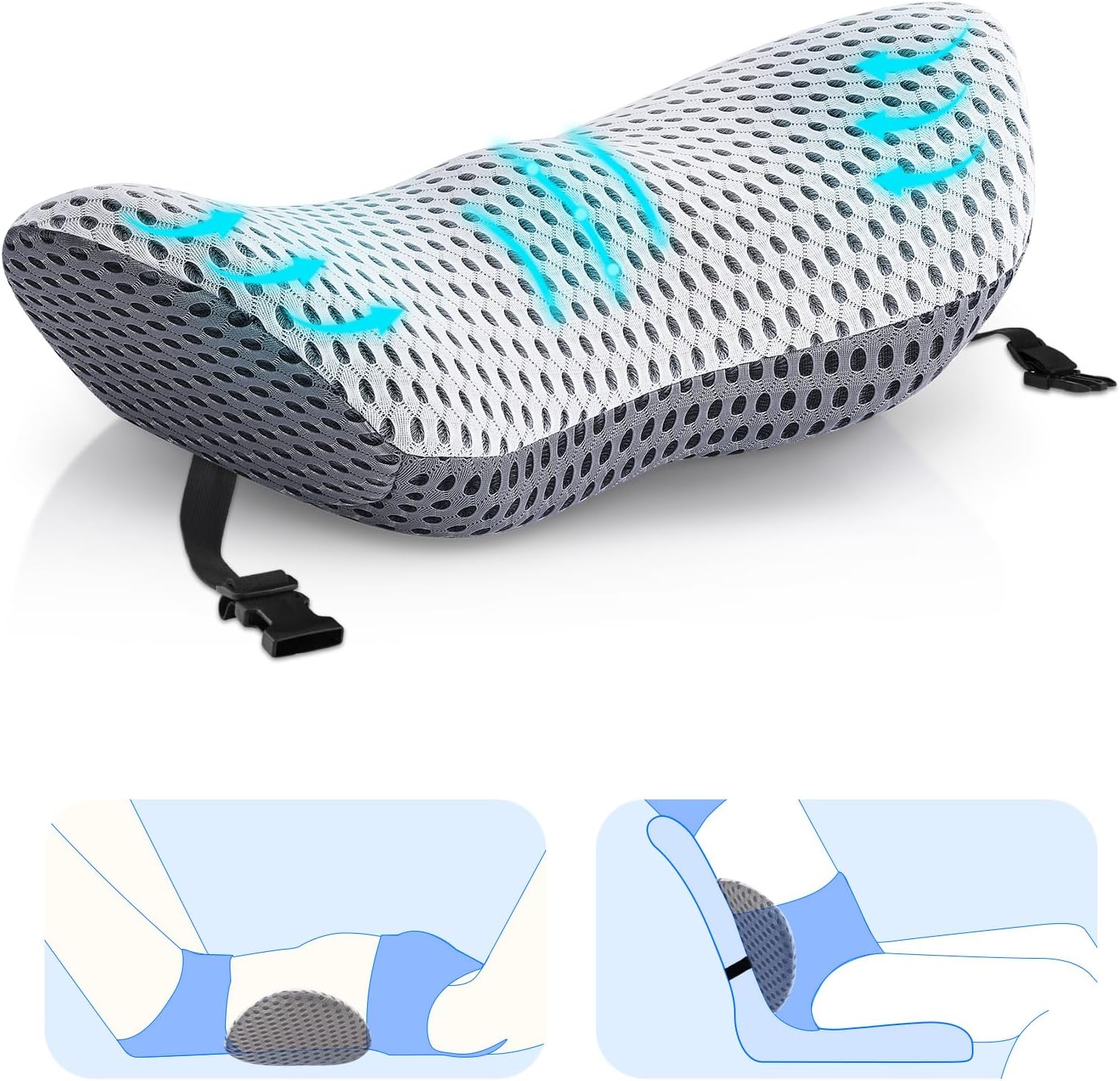 Amazon.com: Powerole Lumbar Support Pillow with Bandage,Memory Foam pad ...