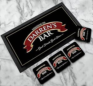 Amazon.com: Artylicious Personalised Bar Ruer, Red Ribbon, Beer Mat ...