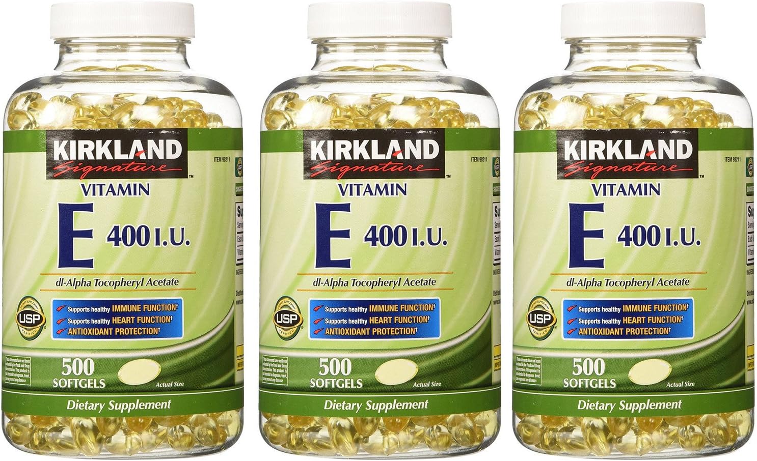 Amazon.com: Kirkland Signature, Vitamina E 400 UI 500 cápsulas blandas ...