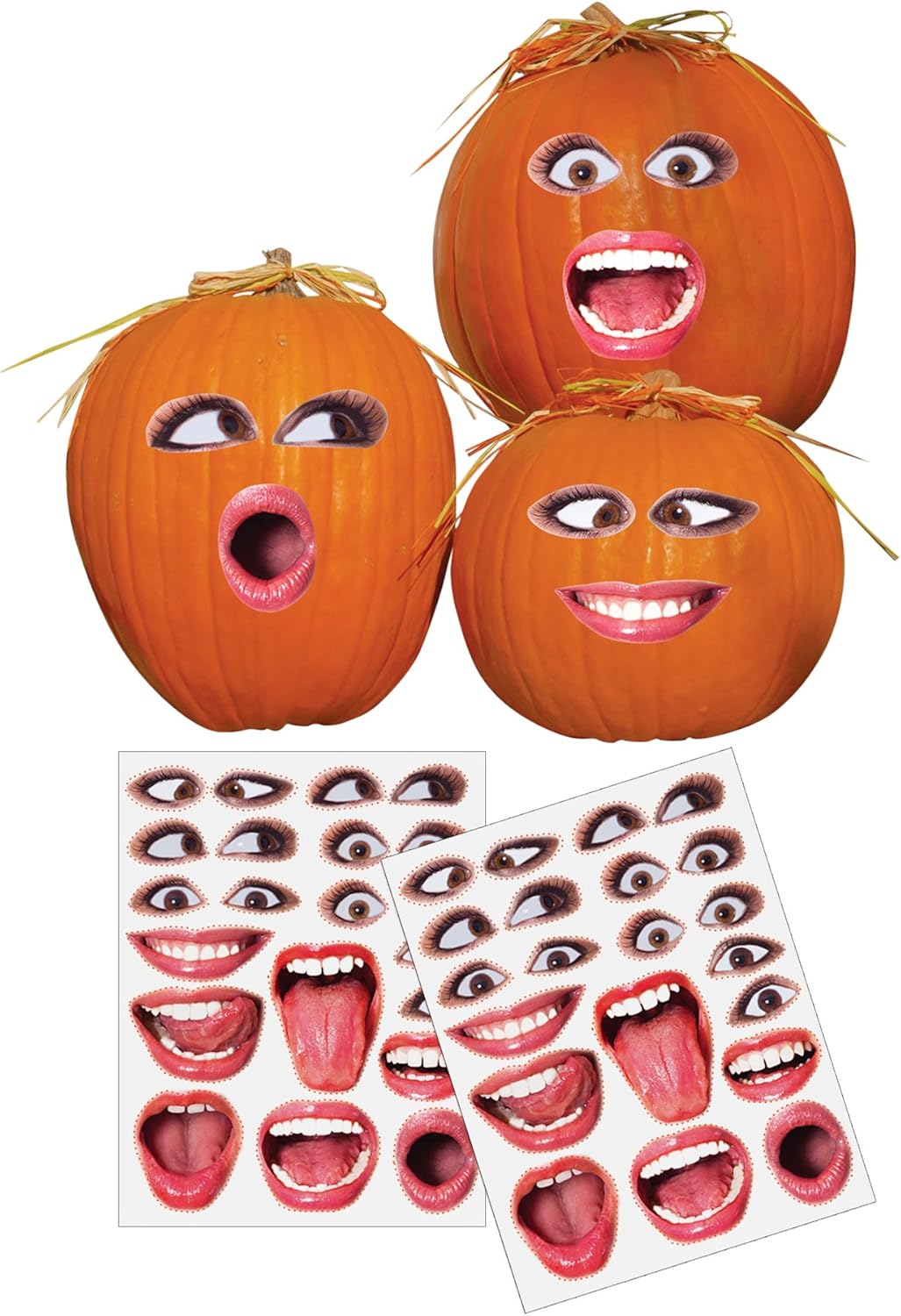 Amazon.com: Pumpkin Face Stickers Set of 2 Sheets - Easy Way to ...