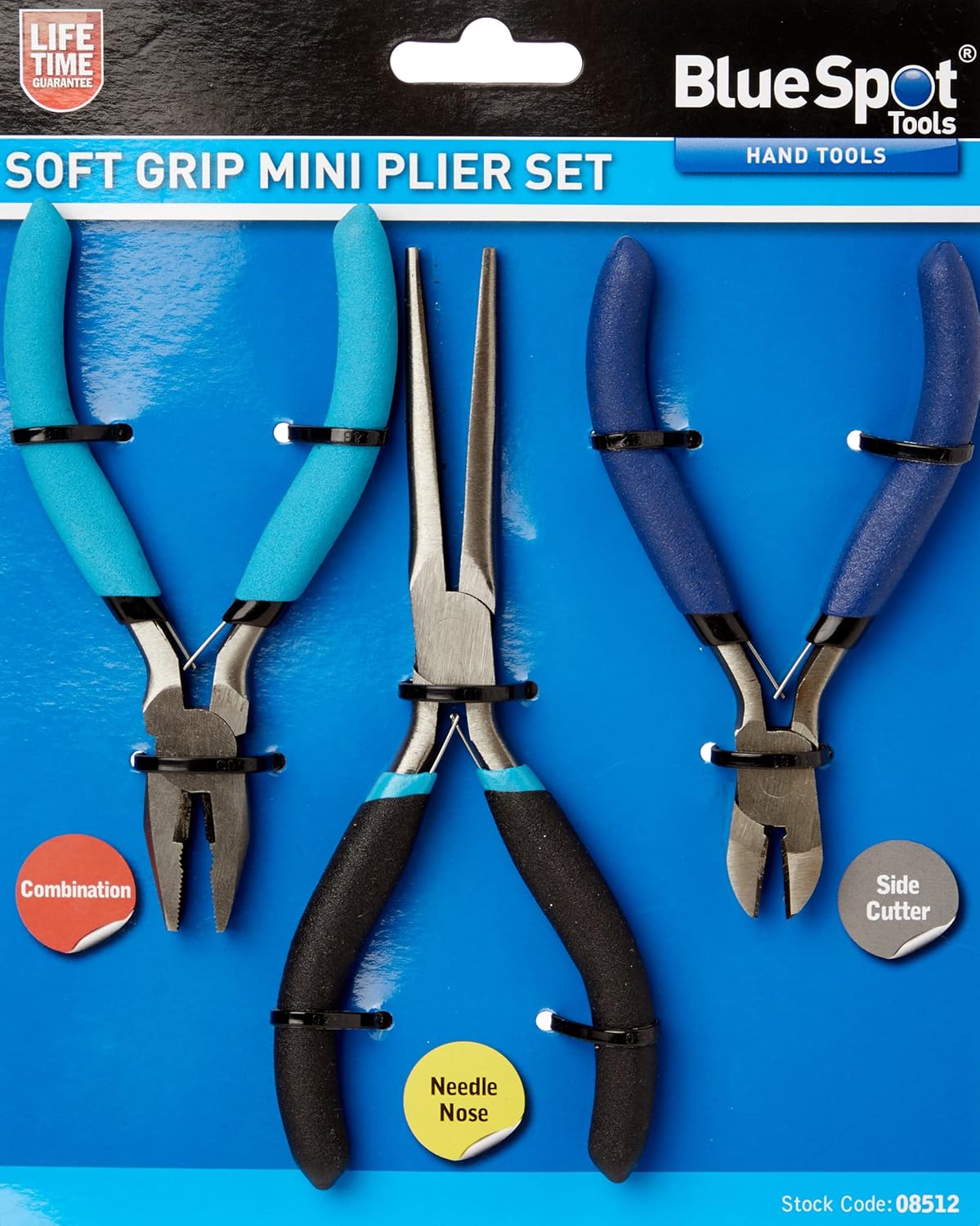 Blue Spot 08512 Combination Mini Plier Set Needle with Side Cut - Blue ...