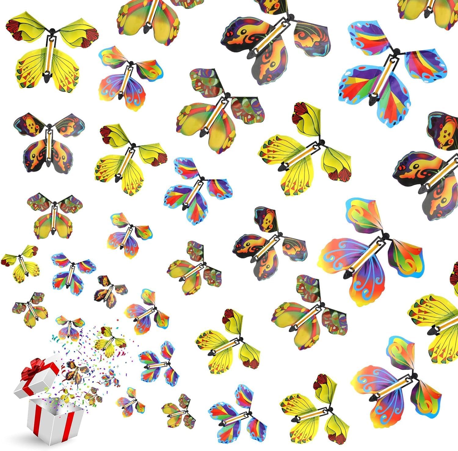 25 PCS Flying Butterfly Toy, Magic Wind Up Flying Butterfly Surprise ...