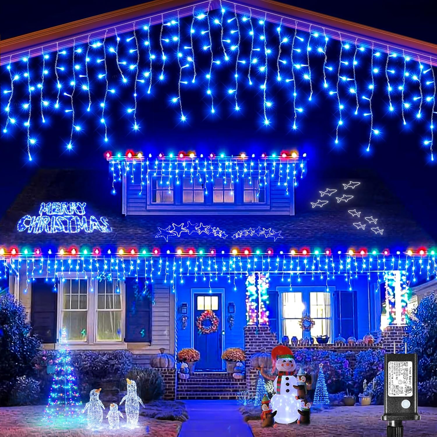 Icicle Christmas Lights Outdoor, 33ft 400 LED Icicle Lights for Outside ...